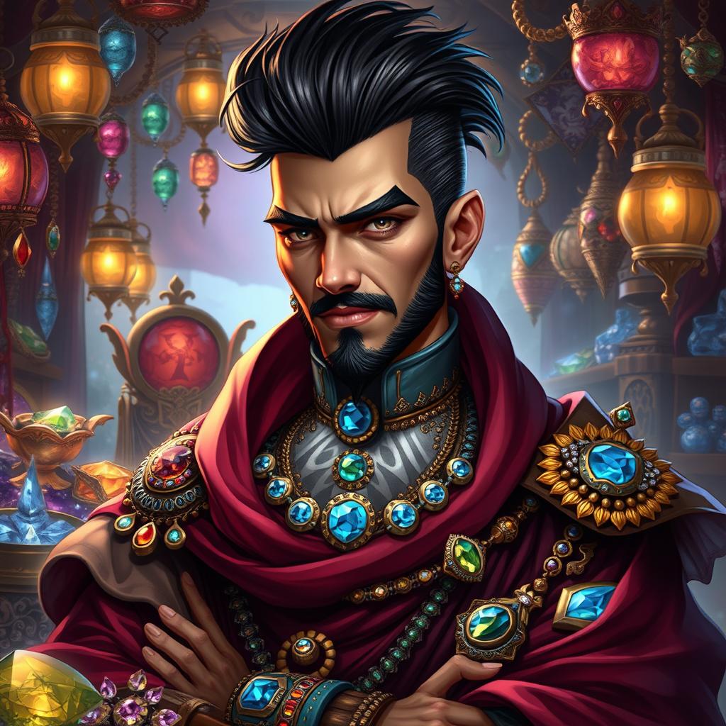 Enchanting Fantasy Merchant Jarap: A D&D Inspired Visual Journey