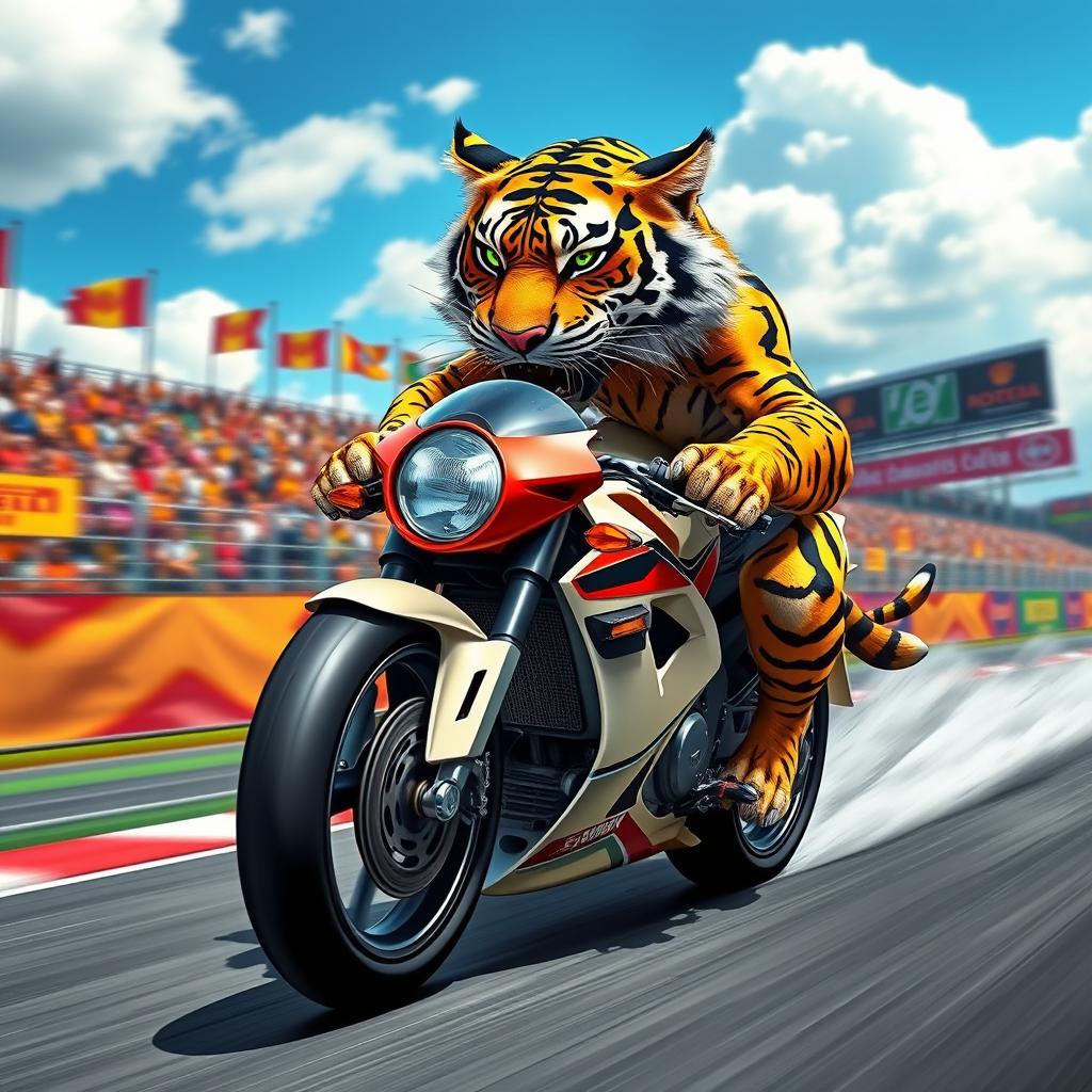 Fierce Tiger on a Motorcycle: A Thrilling Racing Adventure