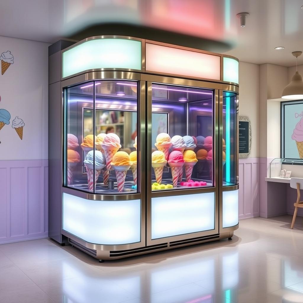 Sleek Modern Ice Cream Freezer Design with LED Illumination