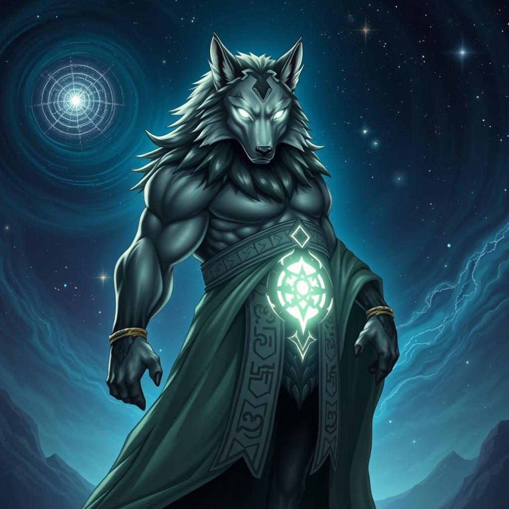Majestic Wolf God - A Cosmic Guardian