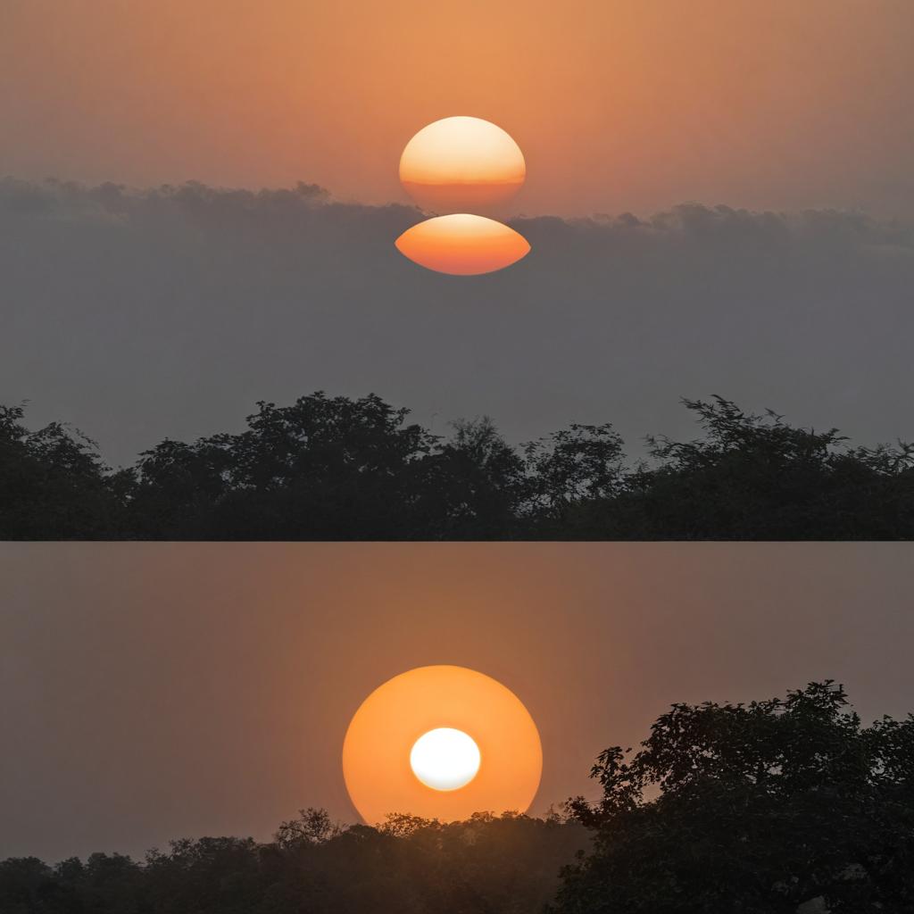 Captivating Sunset Collage: A Harmony of Colors and Silhouettes