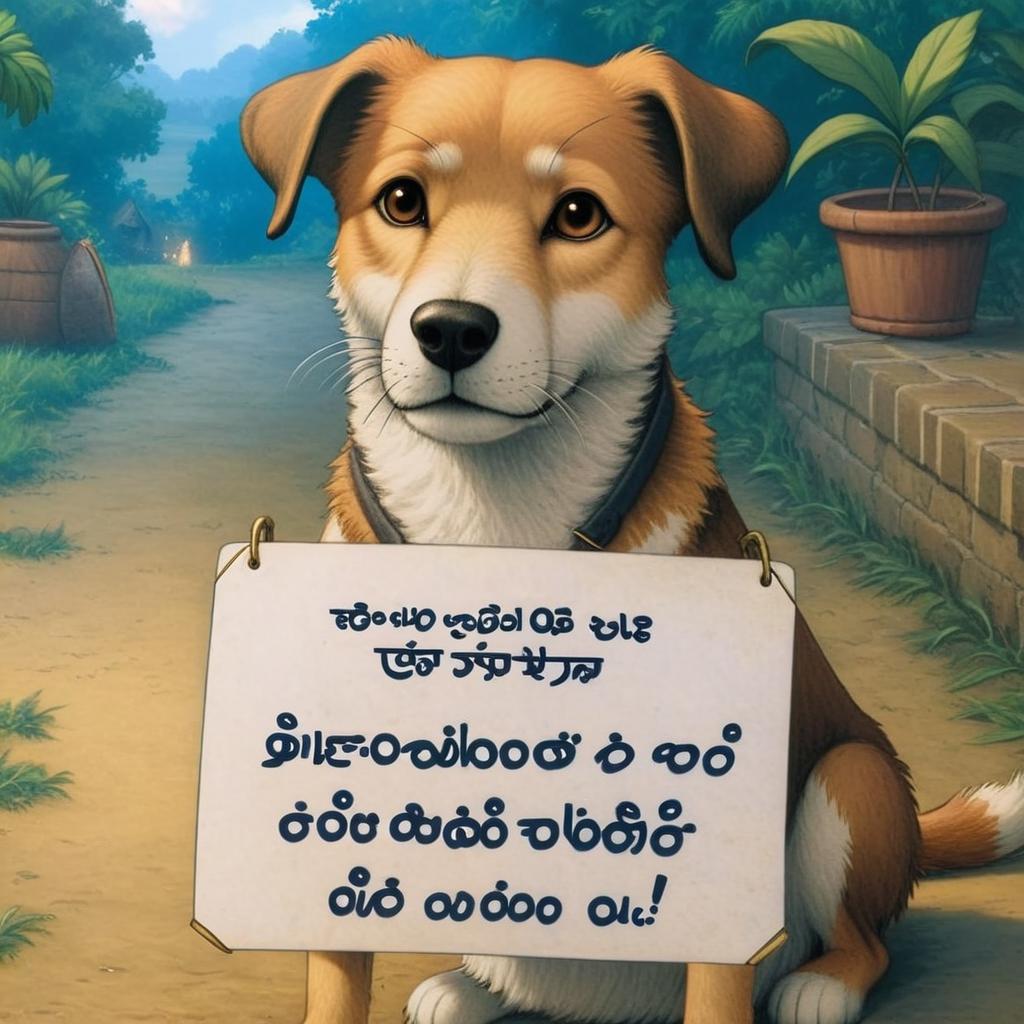 Adorable Cartoon of a Dog Advocating for Animal Safety During Aurudu