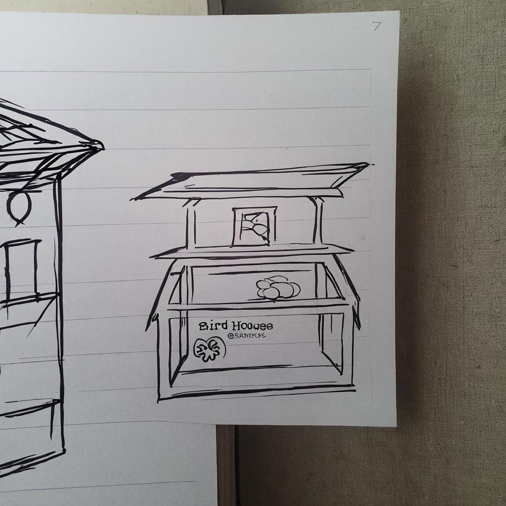 Elegant Multi-Level Birdhouse Illustration with Lively Birds in a ...