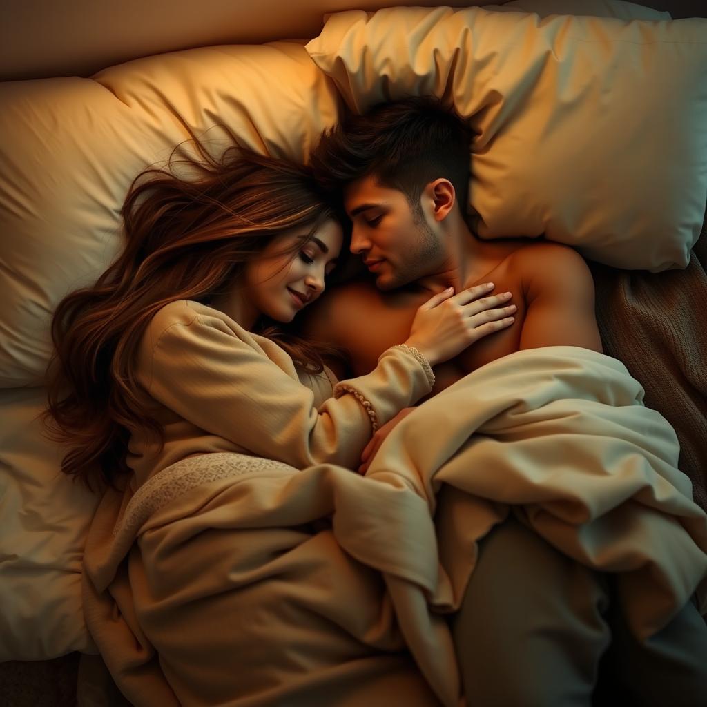 Cozy Moments: AI-Generated Cuddling Couple Scene