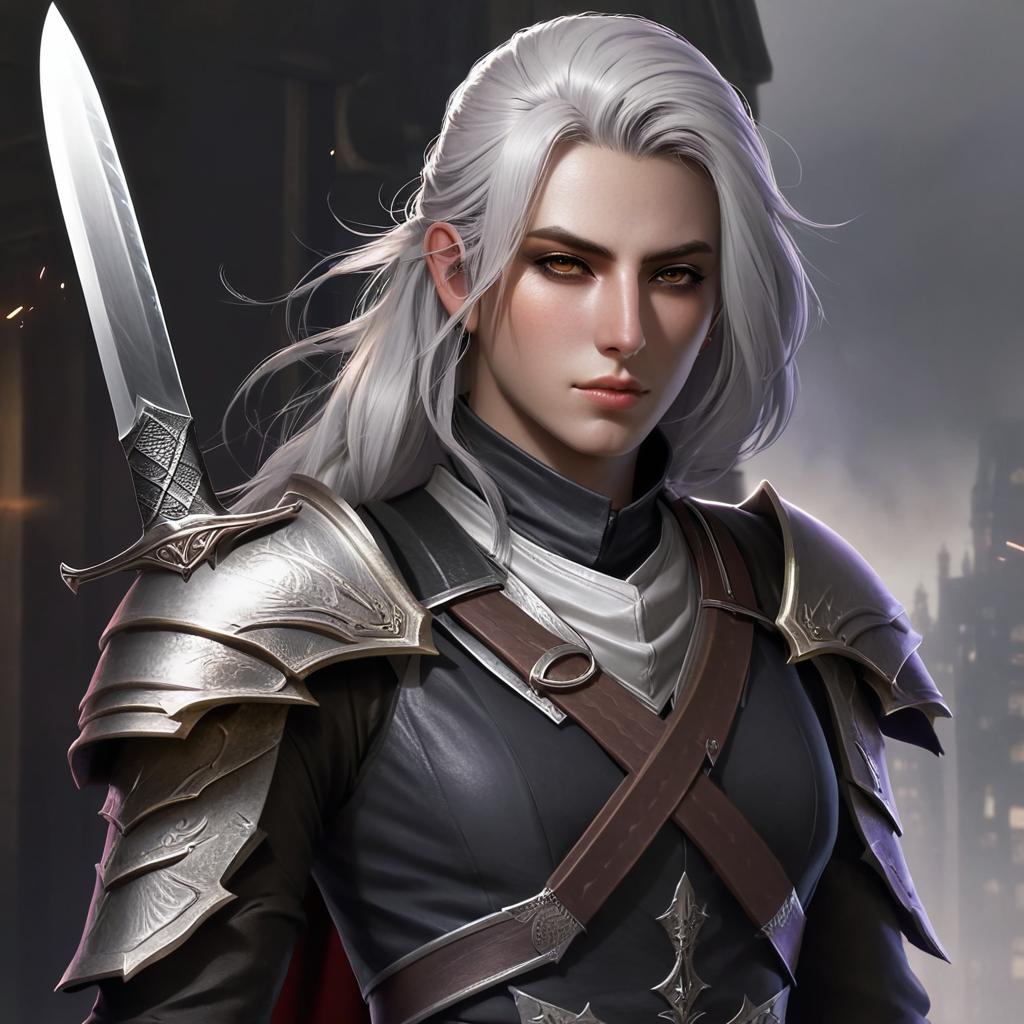 Epic Fantasy Duel: Elf vs. Warrior in a Dark Castle