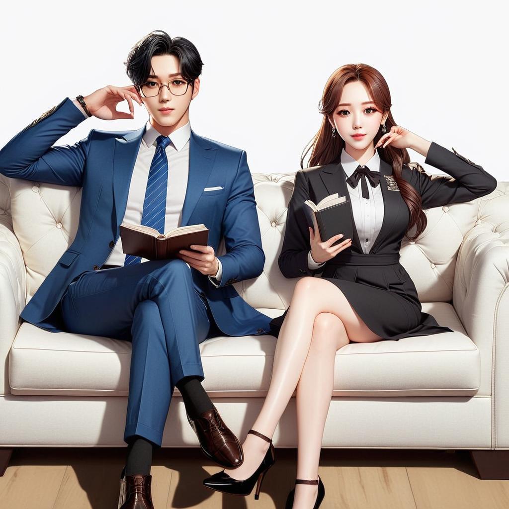 Modern Corporate Dynamics: Stylish Boss & Secretary