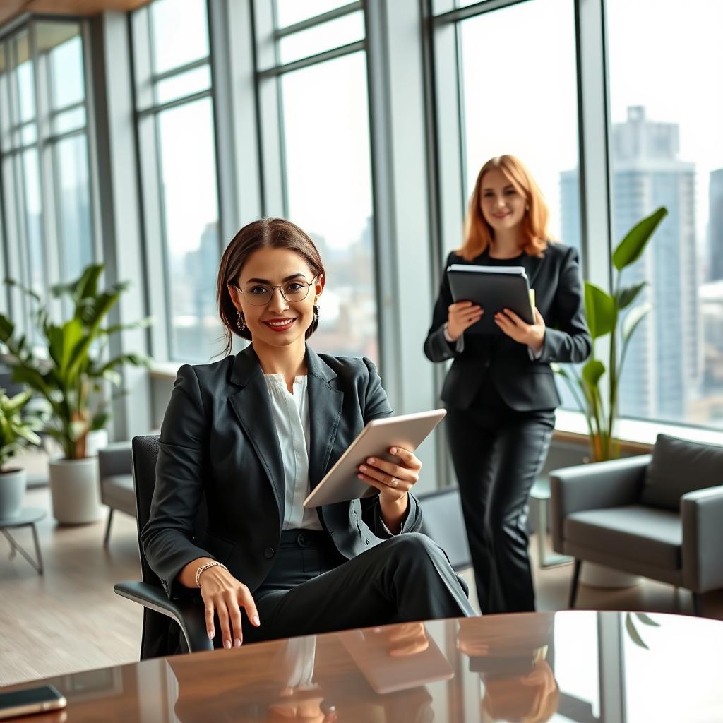 Empowered Leadership: A Modern Female Boss and Her Dynamic Office