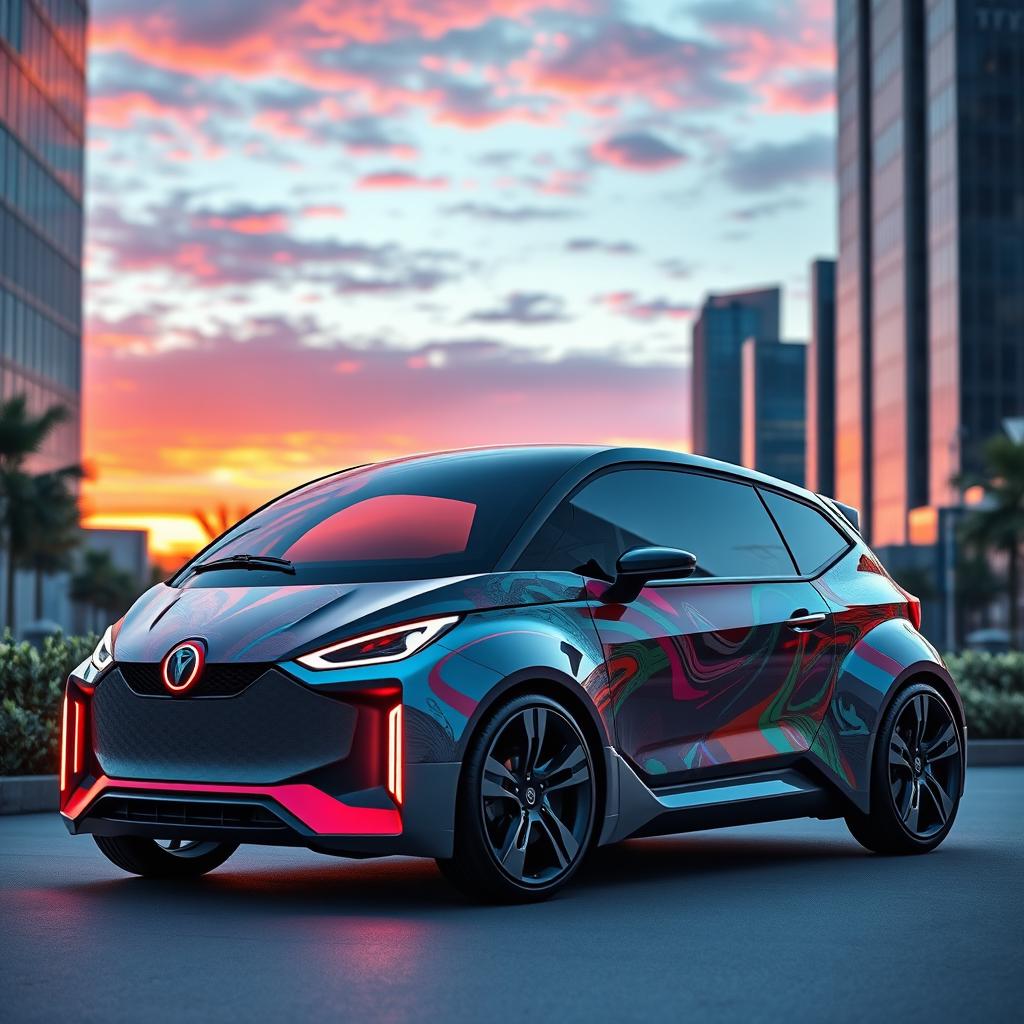 Futuristic Hatchback Design: Vibrant, Sleek, and Innovative