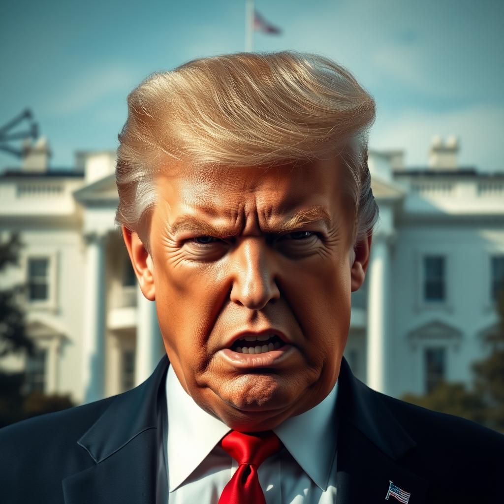 Intense Portrait of President Donald Trump: A Realistic AI Illustration