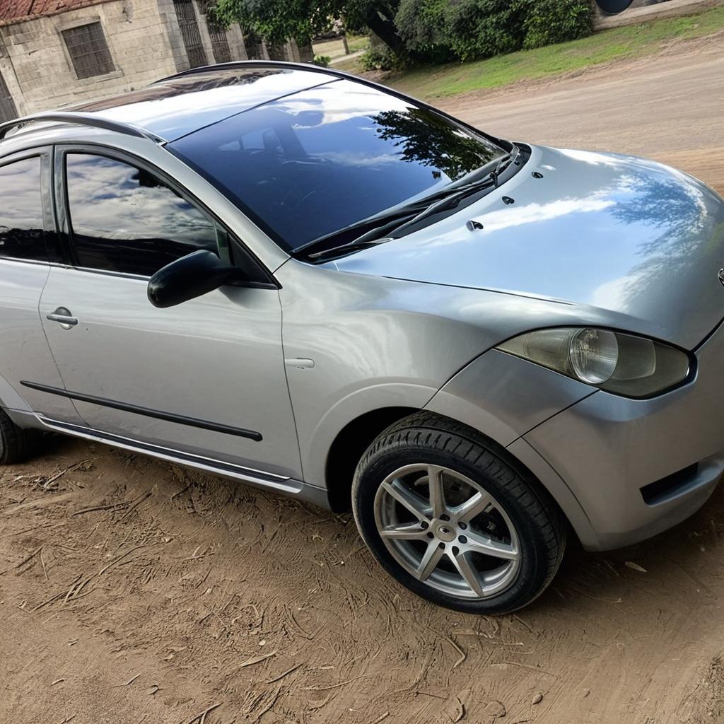 Sleek Silver Ford Fiesta: Sporty Design Captured in Sunlight