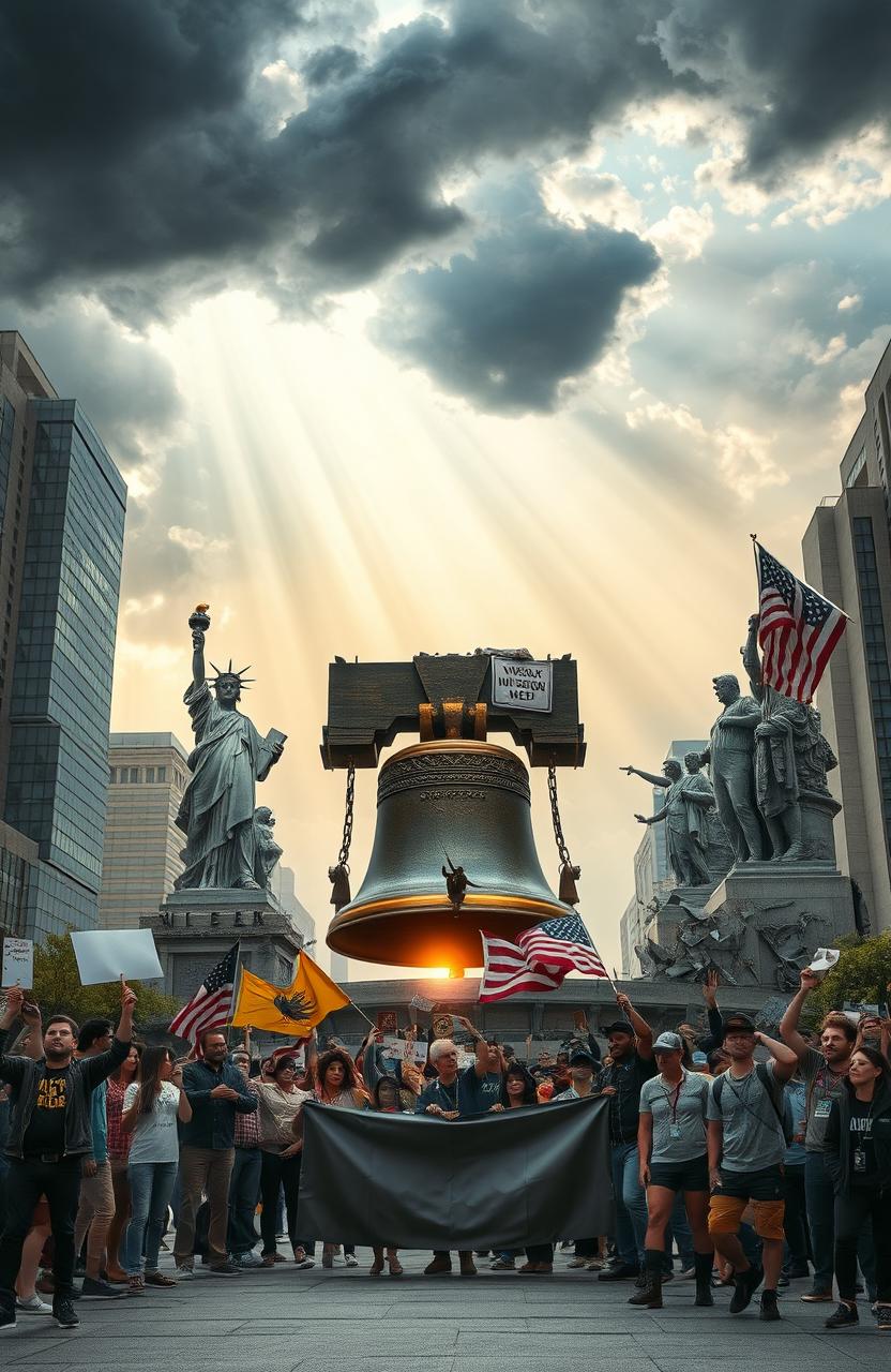 The Fall of a Nation: Symbolism of Freedom and Resilience