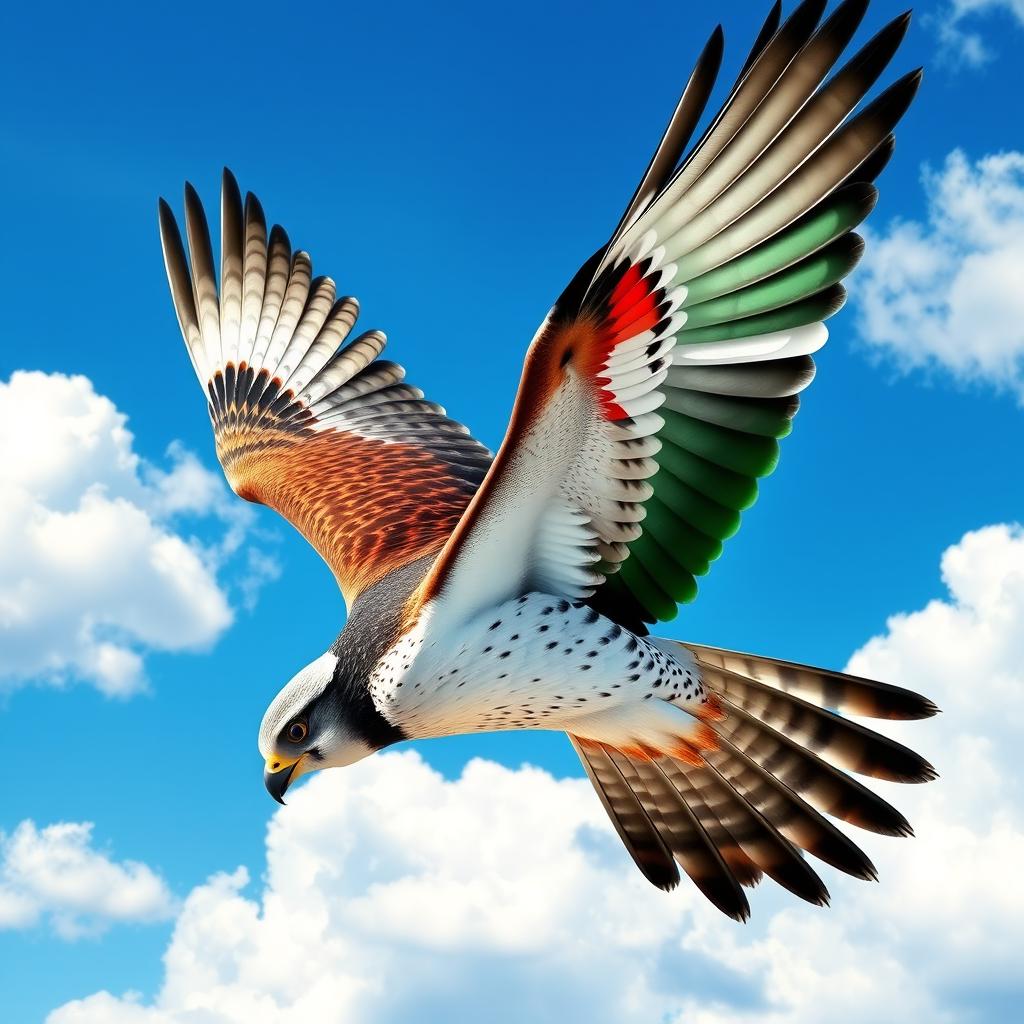 Majestic Falcon with Palestinian Flag: A Symbol of Strength and Freedom