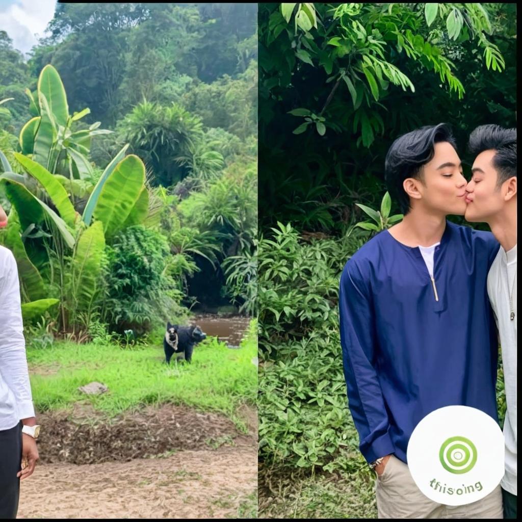 Romantic Forest Embrace: A Young Couple's Enchanting Moment