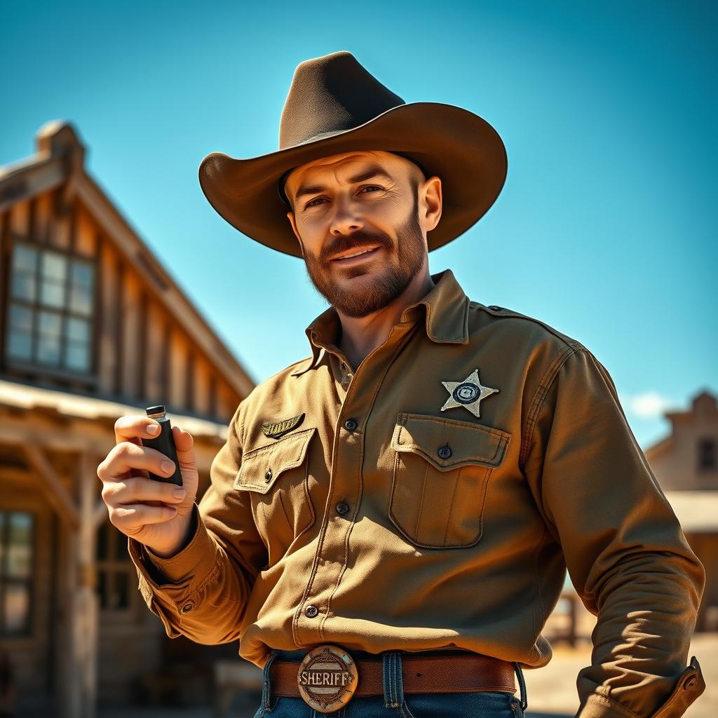 Realistic Sheriff Portraits: Vaping Style Meets Rustic Charm