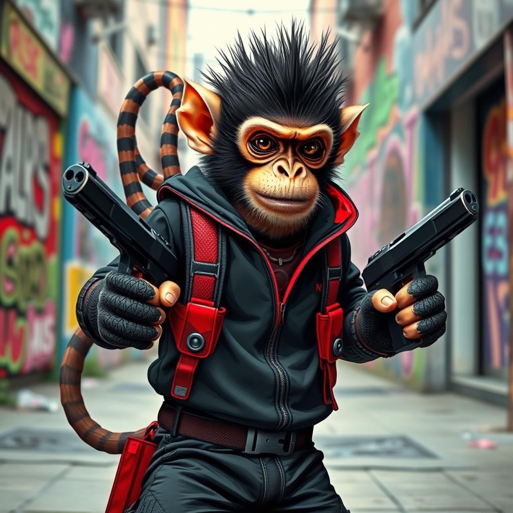 Fierce Capuchin Monkey with Scorpion Tail - Urban Adventure Art