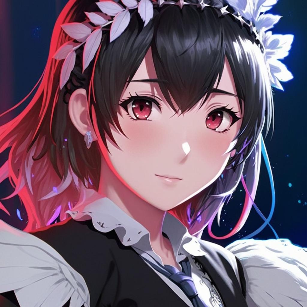 Fierce Anime Girl in Stylish Maid Outfit - Unique Hair and Intense ...