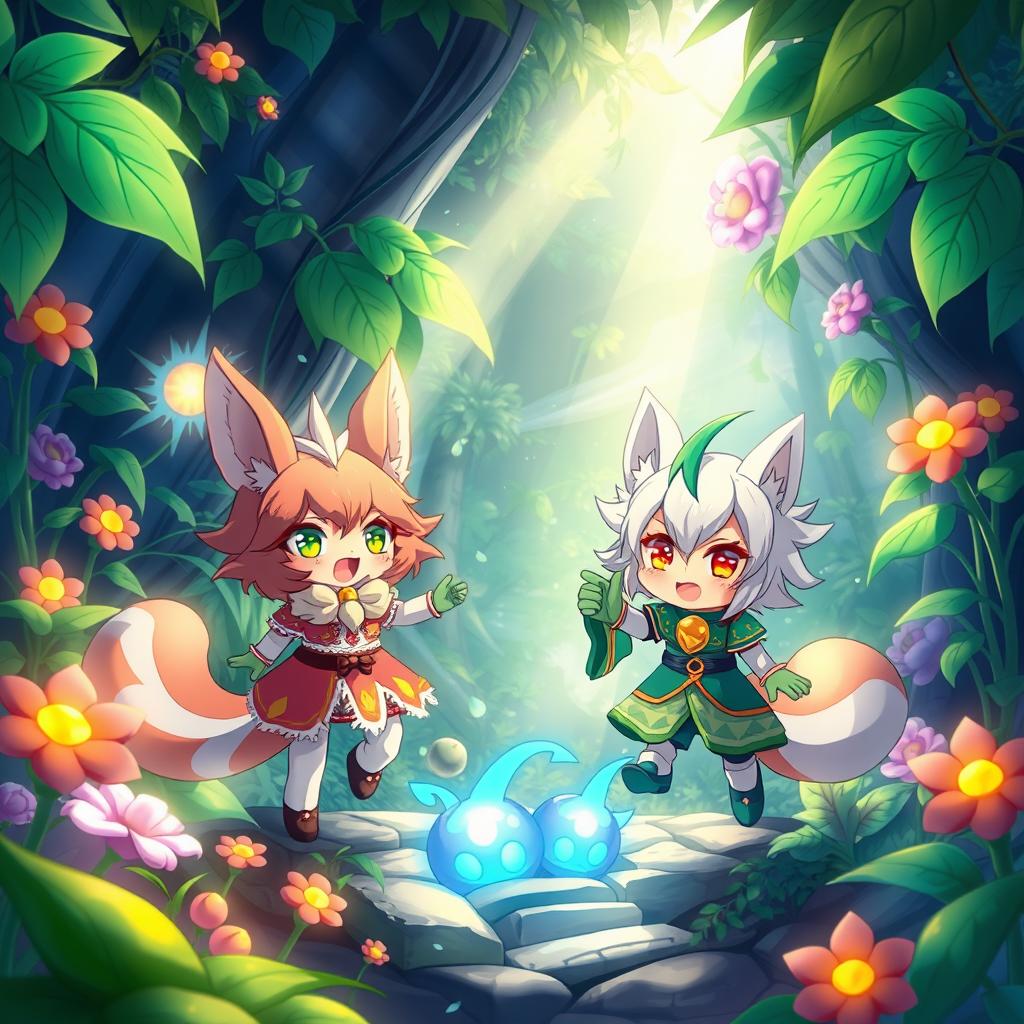 Whimsical Kemono Characters in a Mystical Forest