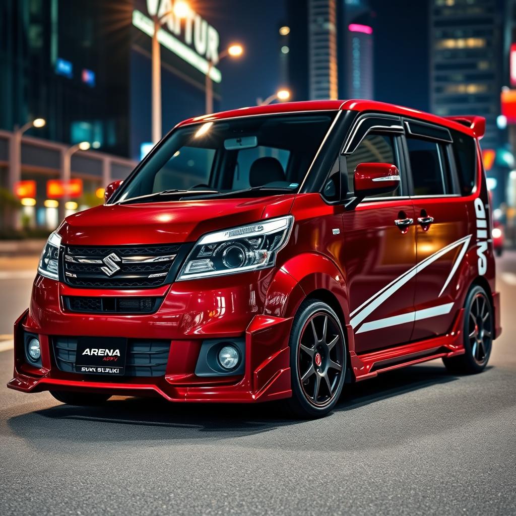 Sporty Modified Maroon Red Suzuki APV ARENA: Urban Elegance