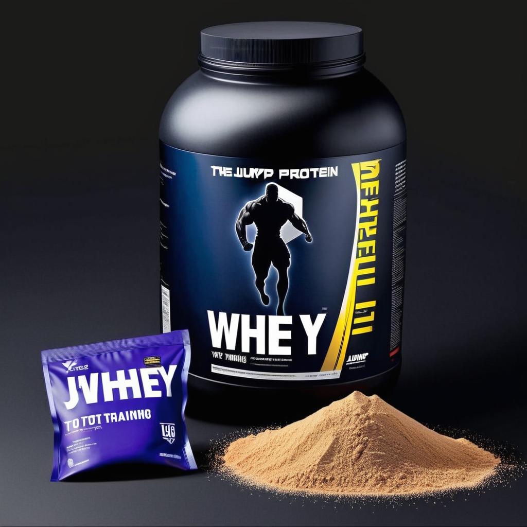 Vibrant Product Design for 'The Jump to Training' Whey Protein Supplement