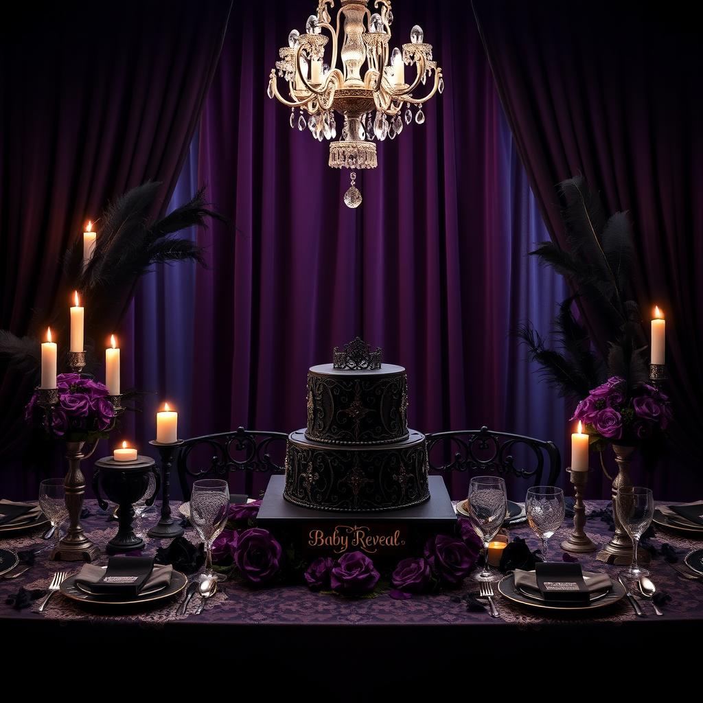 Gothic-Themed Baby Reveal Party Ideas | Dark & Elegant Decor