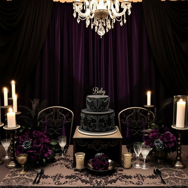 Gothic-Themed Baby Reveal Party Ideas | Dark & Elegant Decor