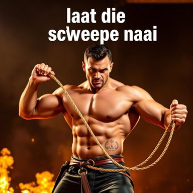 Dynamic Image of a Charismatic Strongman with Whip