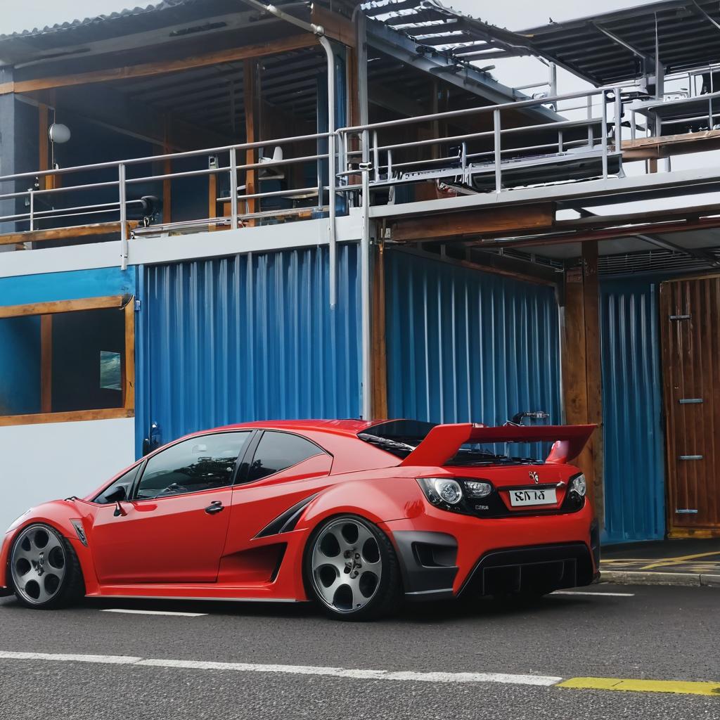 Sleek Red Car Showcase: Sporty Design Meets Urban Aesthetics