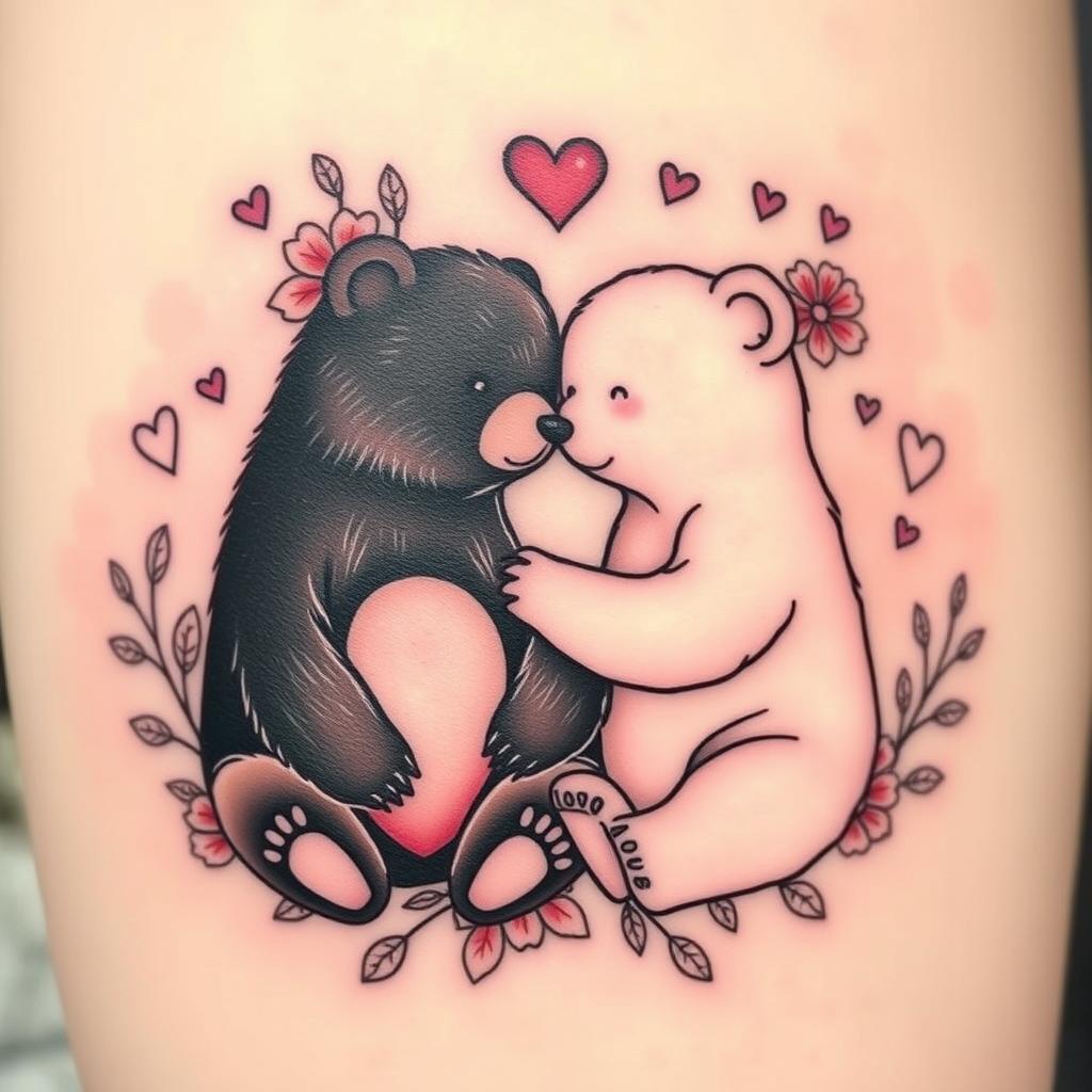Romantic Bear Tattoo Design | Love & Connection