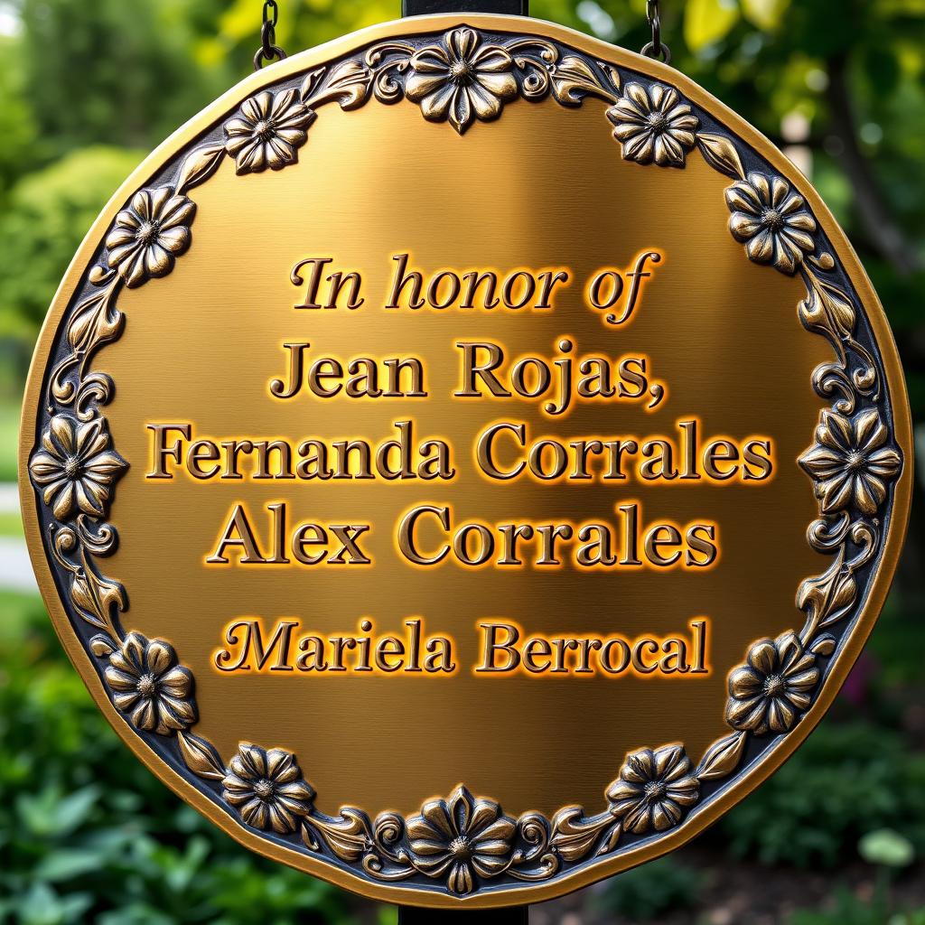 Elegant Commemorative Plaque Design in Honor of Jean Rojas and Others