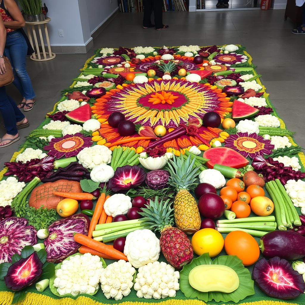 Vibrant Guatemalan Holy Week Carpet: A Colorful Display of Fresh Produce
