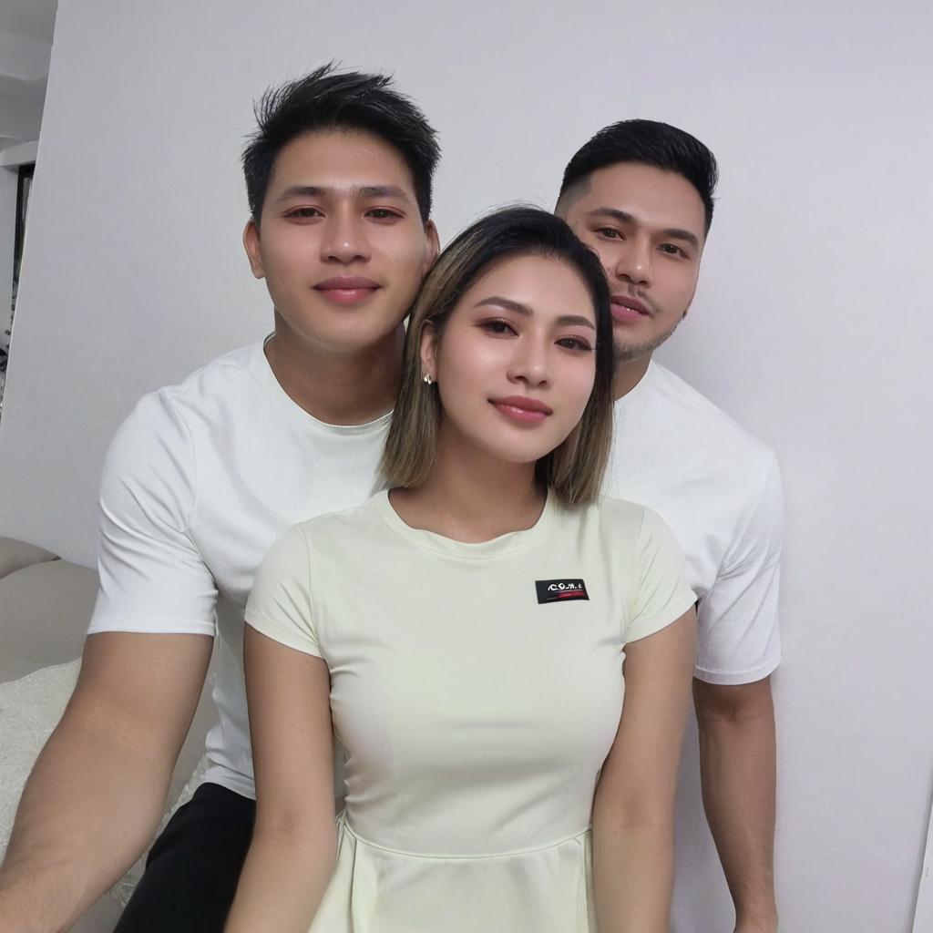 Cozy Embrace: A Romantic Moment in a Beige Bedroom