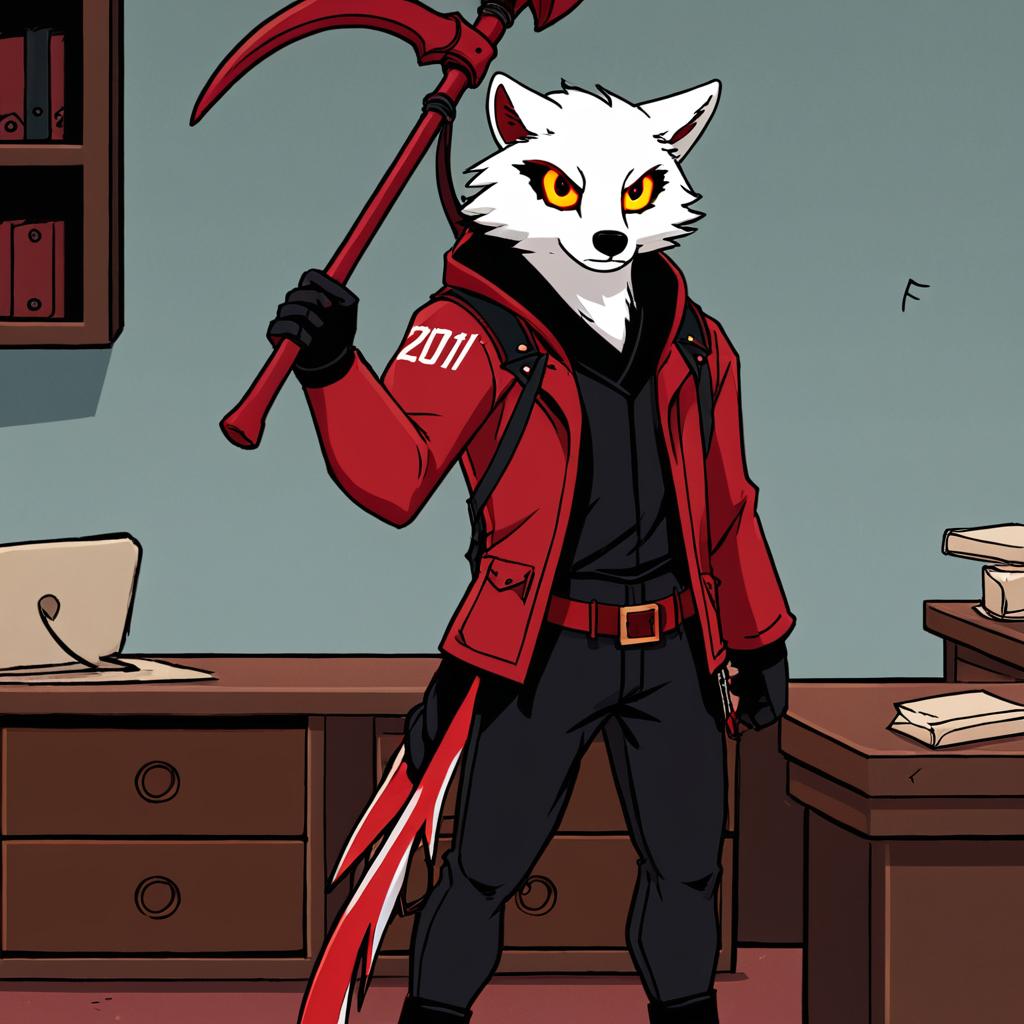 Fierce Wolf Character Design: The Stylish Scythe-Wielding Hero