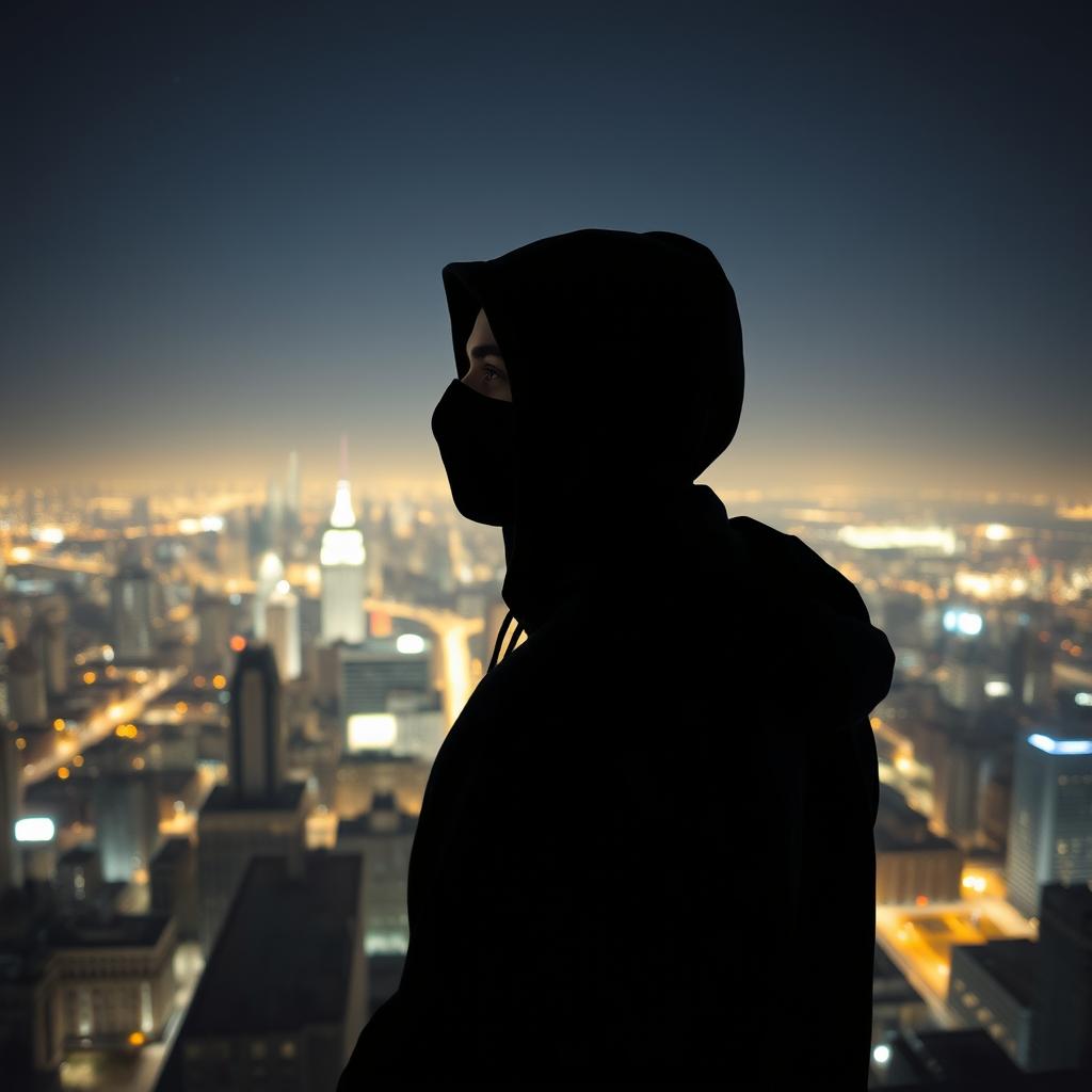 Mysterious Figure Overlooking a Cityscape at Night | Idyllic