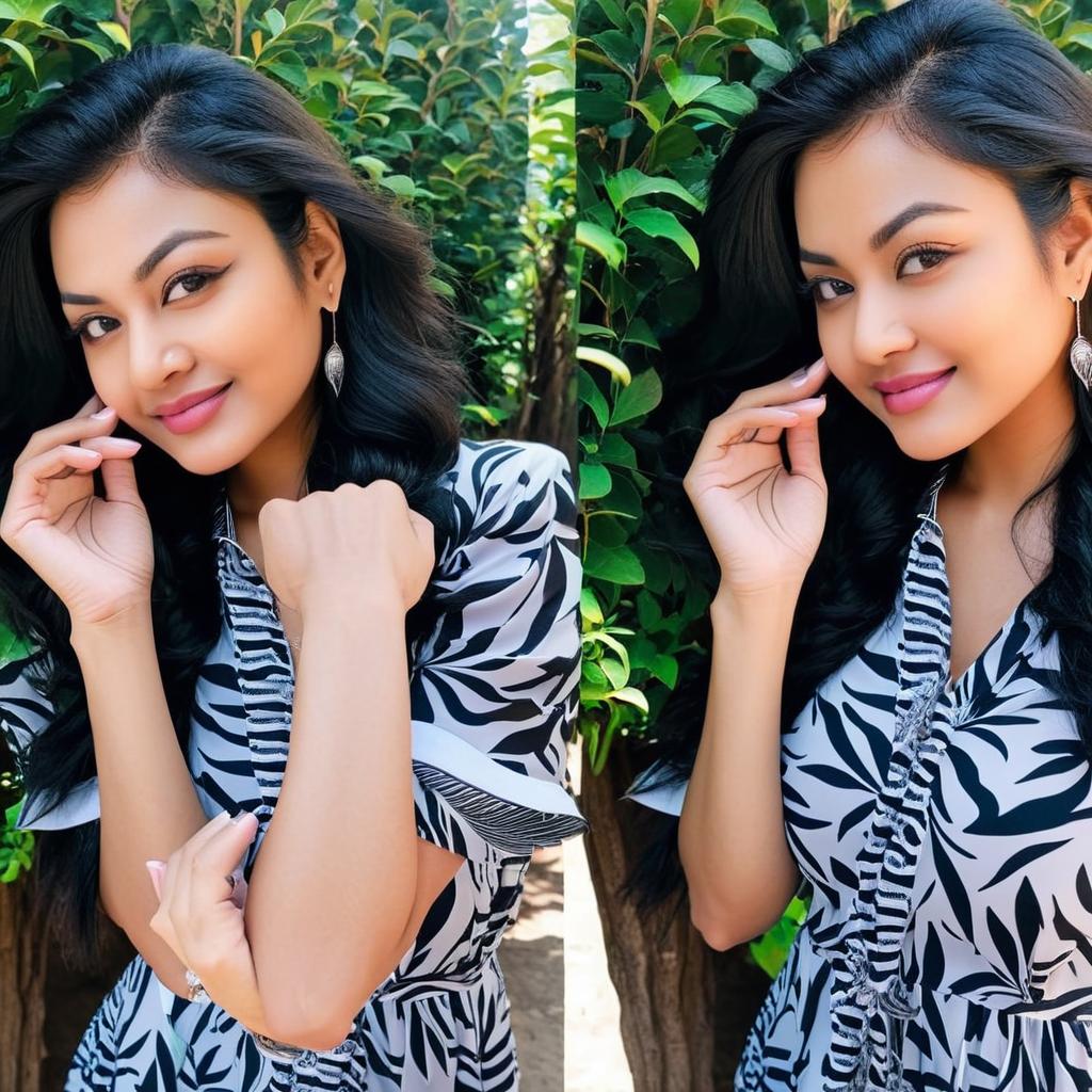 Captivating Moments: A Stylish Young Woman's Playful Photo Series