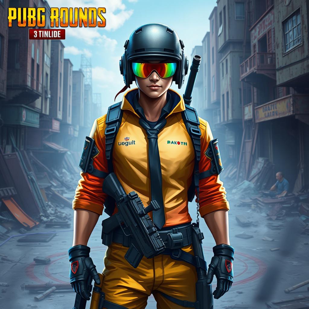 Dynamic PUBG Mobile Character Illustration in a Post-Apocalyptic Setting