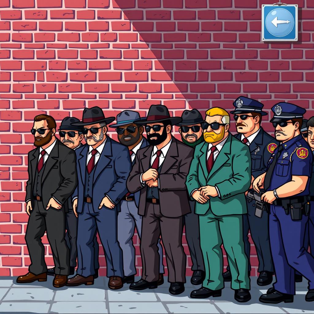 Pixel Art Mafia Arrest: A Retro Crime Drama Scene