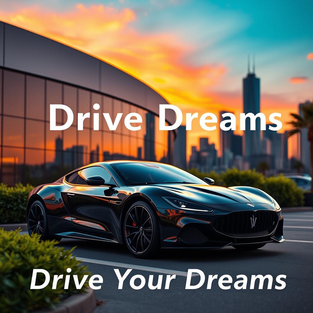 Stunning Luxurious Car Advertisement in Urban Sunset