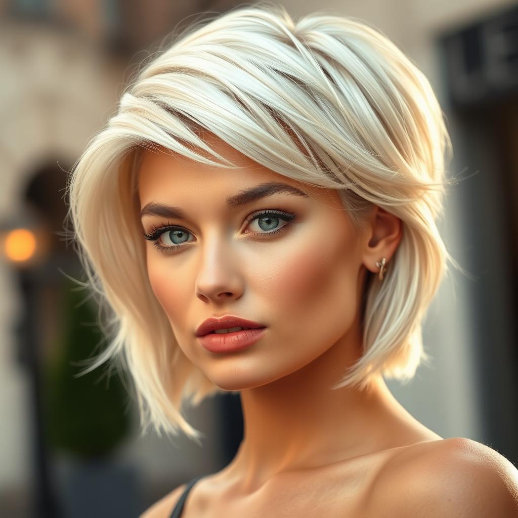 Stunning Platinum Blonde Pixie Haircut - Modern Chic Style