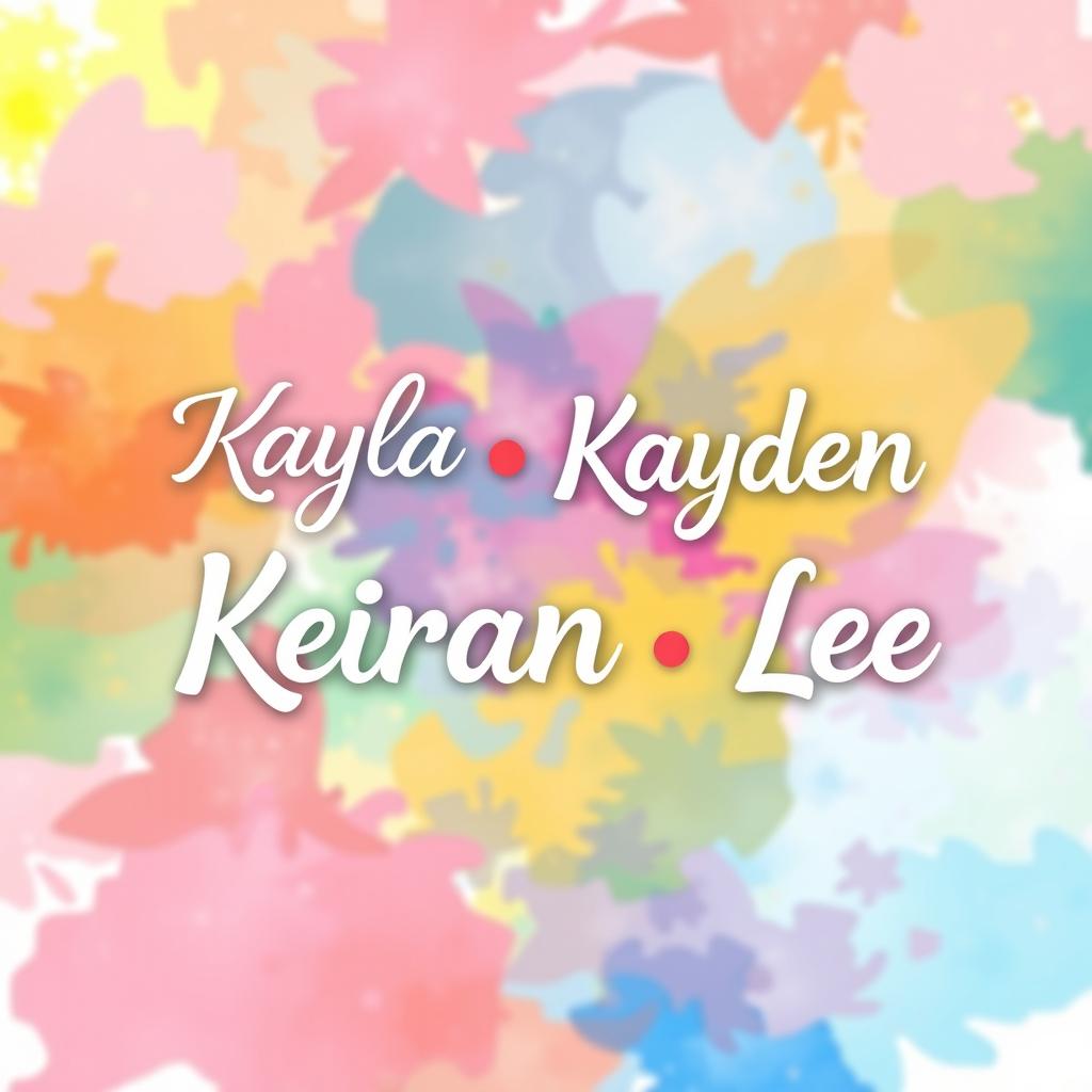 Vibrant Artistic Depiction of Names: Kayla, Kayden, Keiran, and Lee