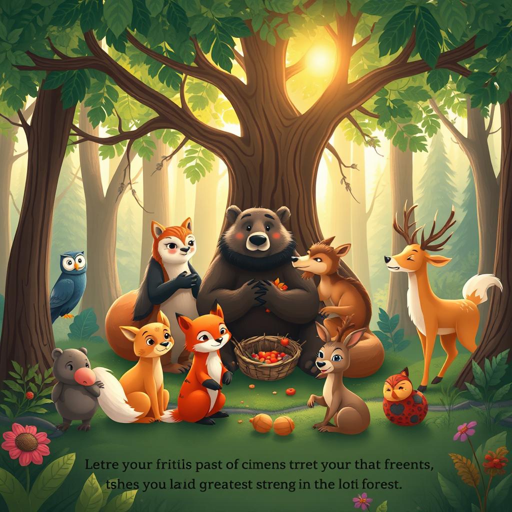 Celebrating Friendship: A Vibrant Forest Gathering of Animals