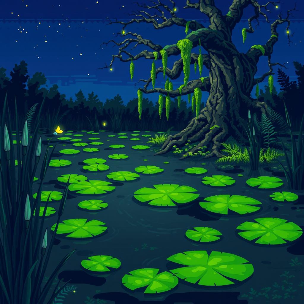 Mystical Swamp: A Captivating Pixel Art Scene