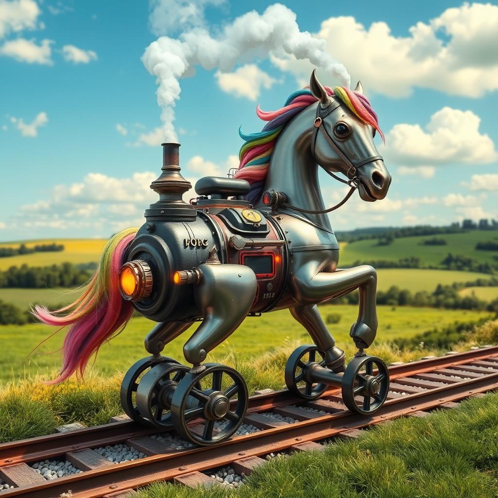Whimsical Steam-Powered Horse: A Magical Fusion of Fantasy and Engineering