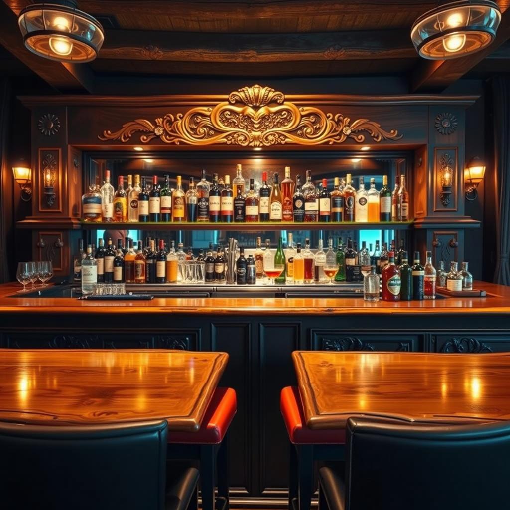 Sophisticated Bar Atmosphere: Elegant Cocktails and Warm Lighting