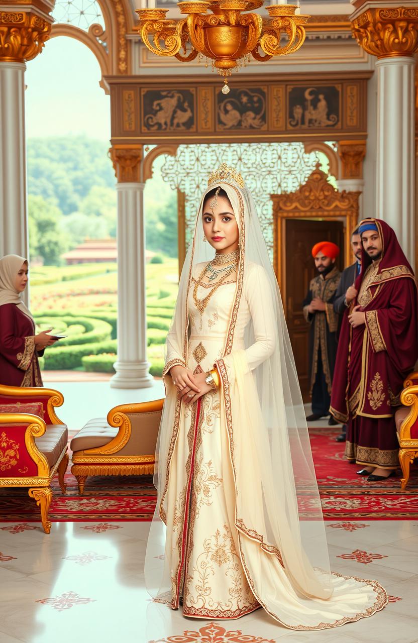 Elegant Muslim Princess in Opulent Palace | Idyllic AI Art