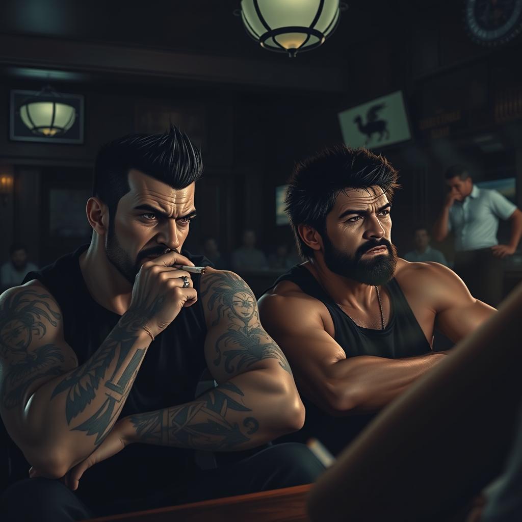 Tension in the Shadows: A Gritty Bar Encounter