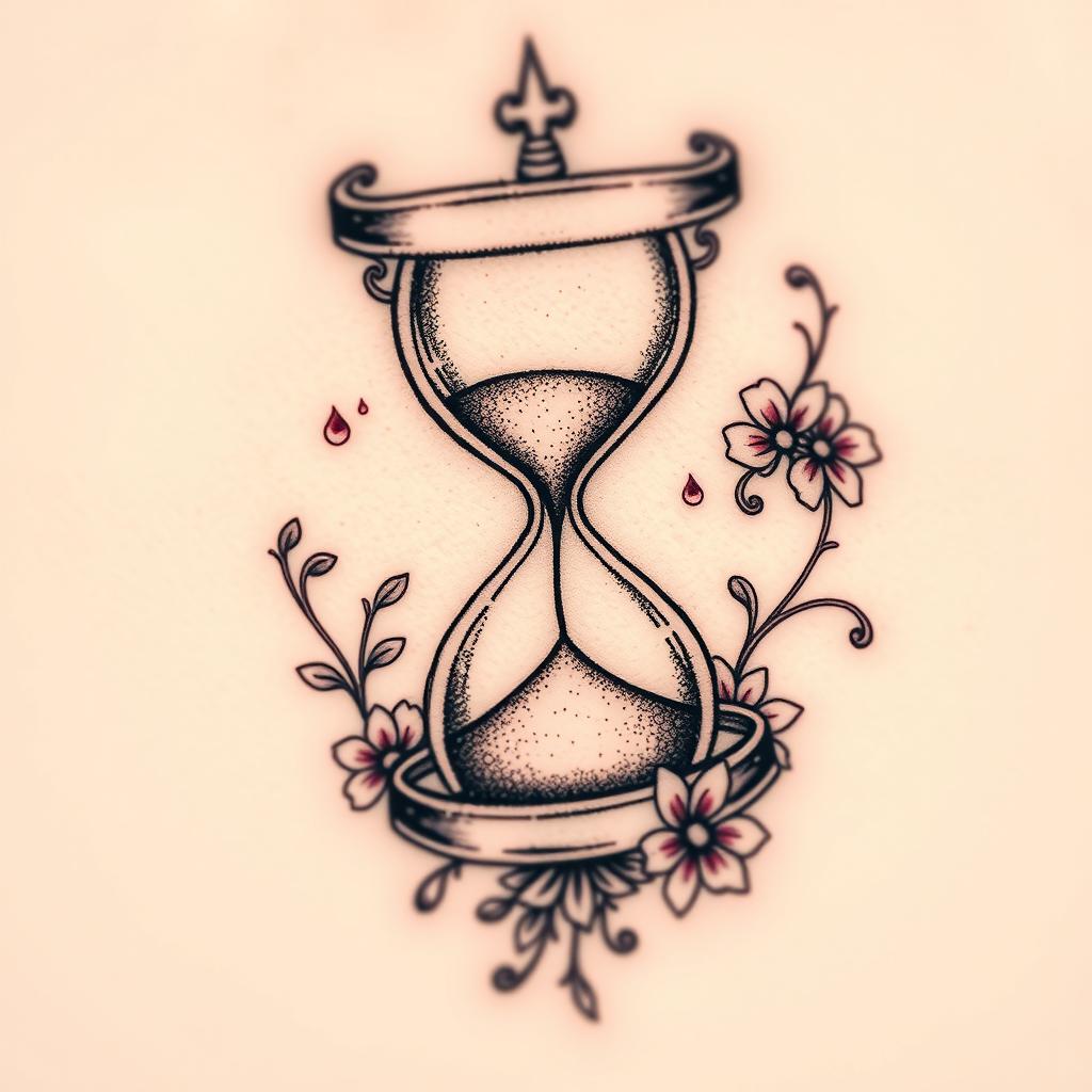 Intricate Sand Clock Tattoo Design - Symbolizing Time's Passage
