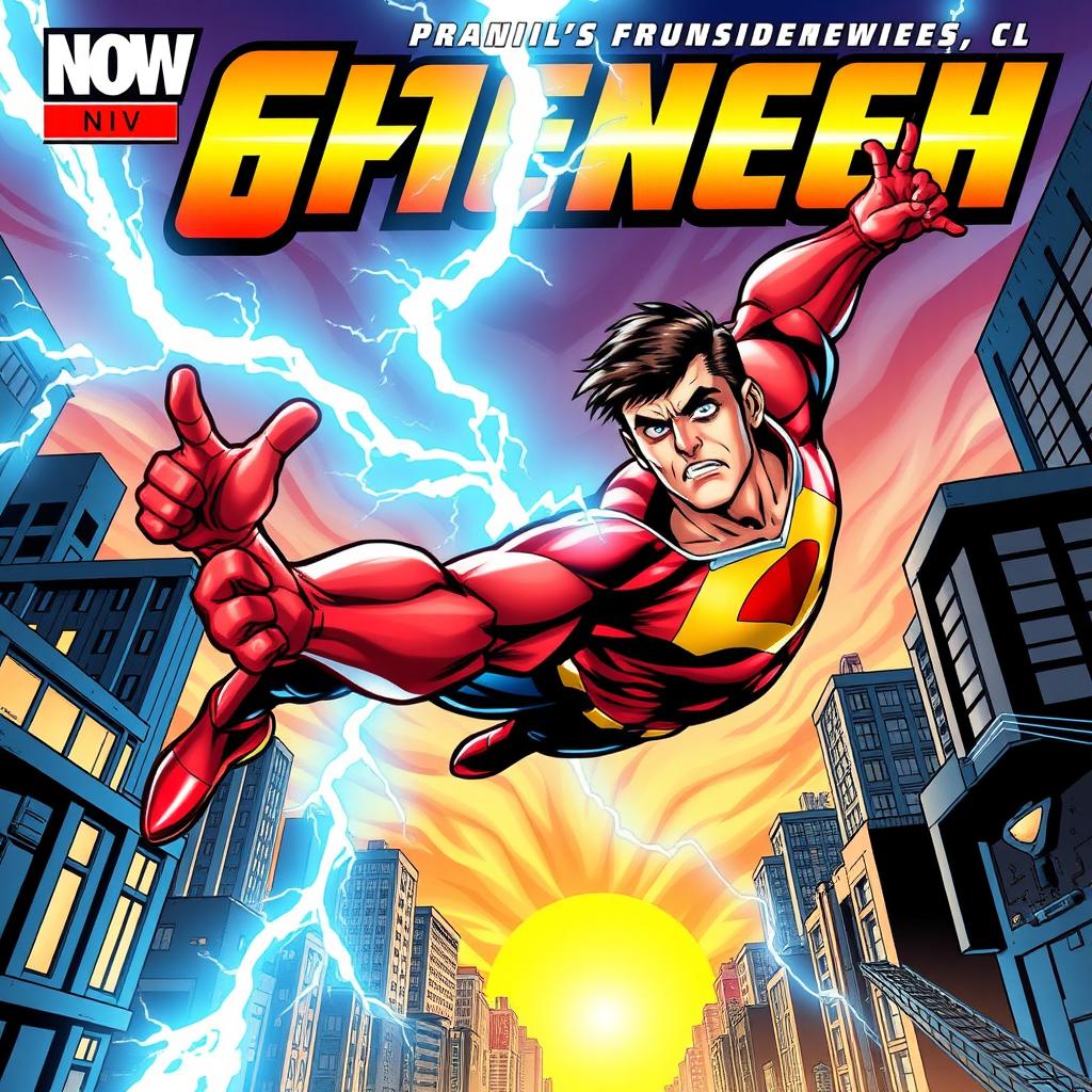 Dynamic Superhero Comic Book Cover: Action-Packed Design