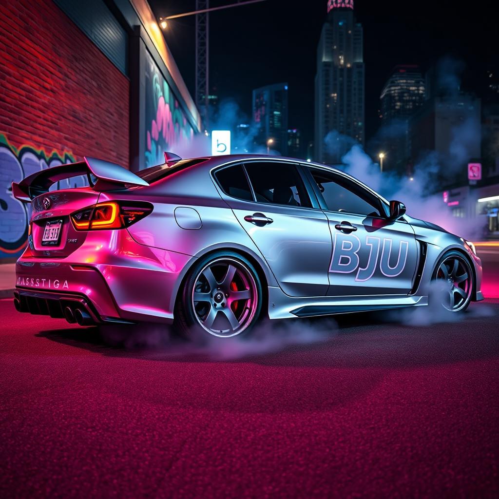 Sleek Modified Car in Urban Night: BJU's Edgy City Vibe