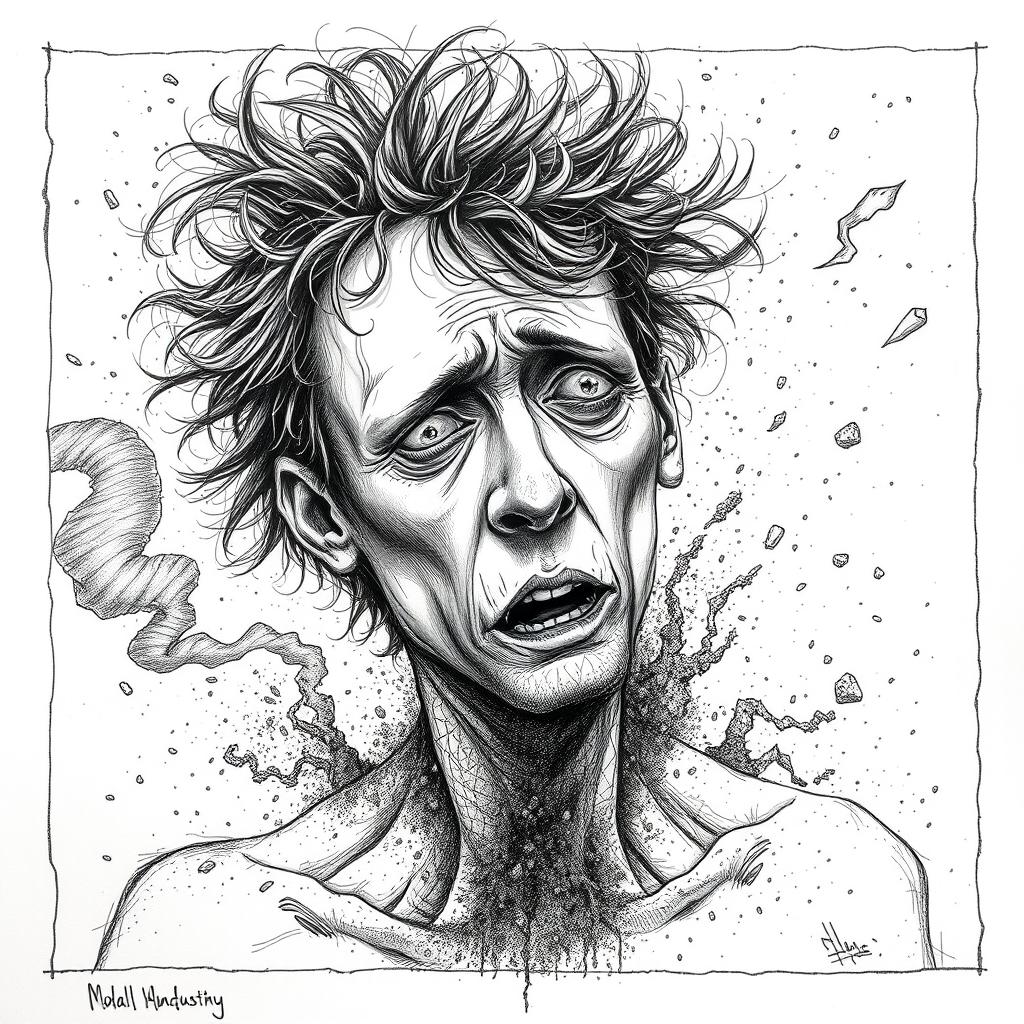 Surreal Pen Sketch: Exploring Madness and Dissolution