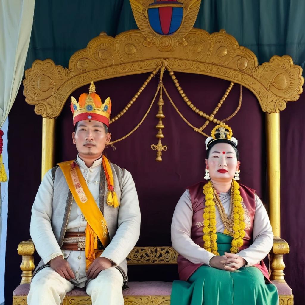 Regal Tamang Royalty: A Decorative Statue of King and Queen